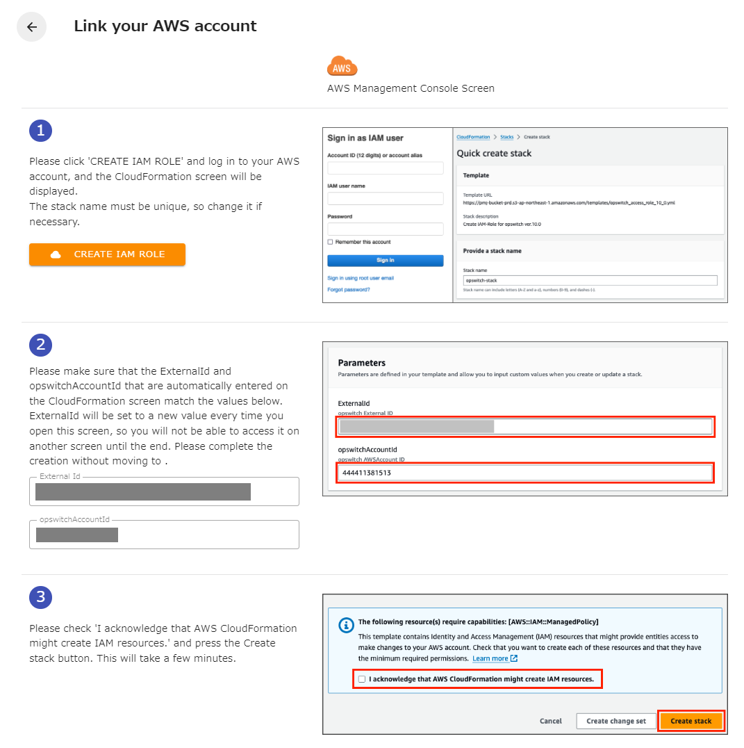 Link to your AWS account – opswitch Support