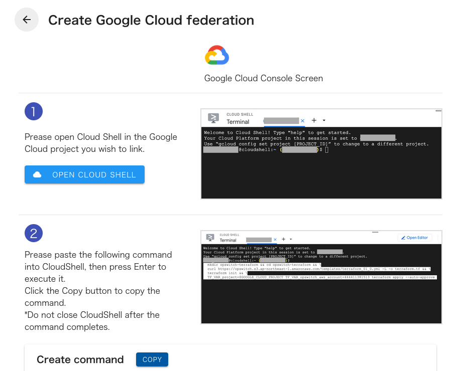 Link to your Google Cloud project – opswitch Support